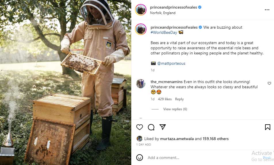 Kate Middleton turns beekeeper on World Bee Day, fans write ‘queen bee’
