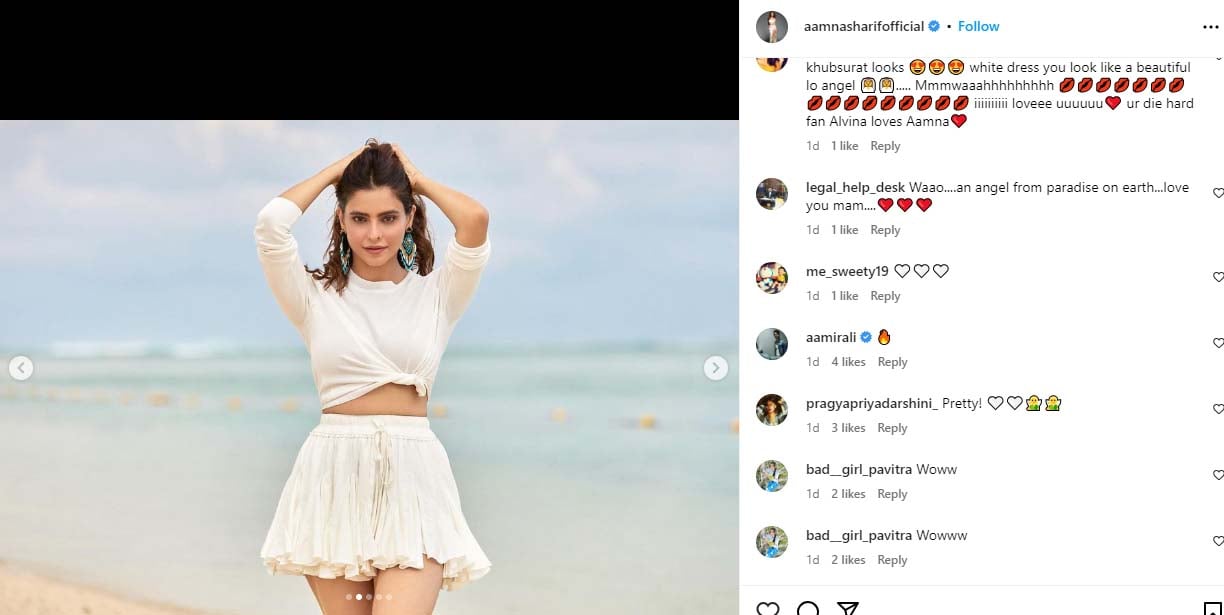 Aamna Sharif puts her seductive charisma on display amidst rhythmic sea ...