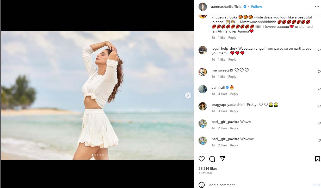 Aamna Sharif puts her seductive charisma on display amidst rhythmic sea ...