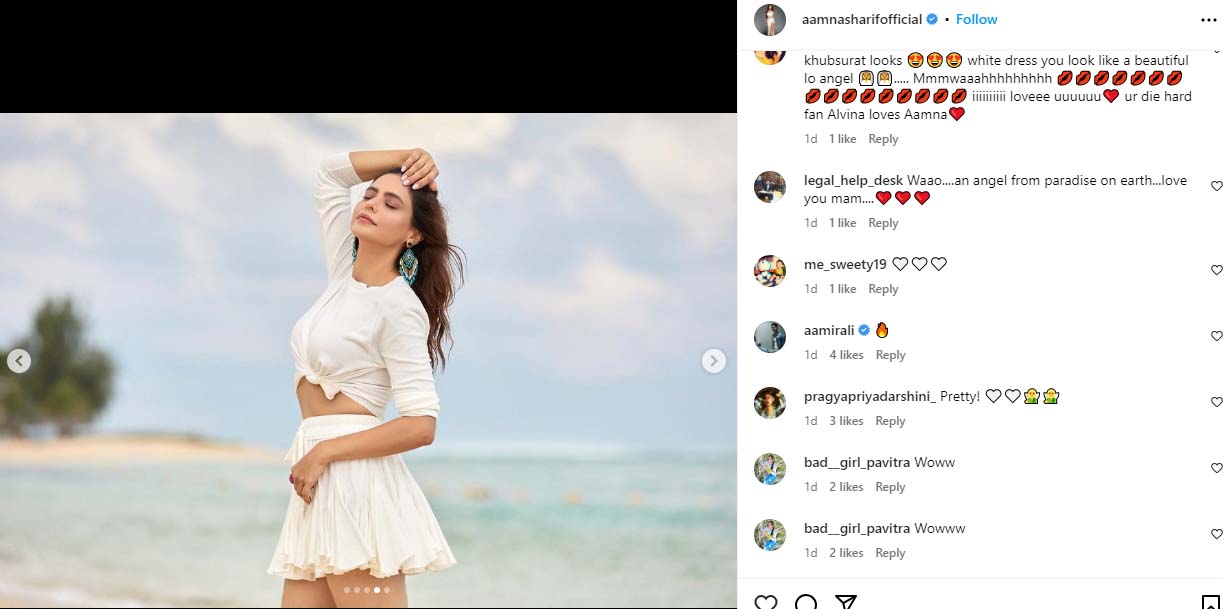 Aamna Sharif puts her seductive charisma on display amidst rhythmic sea ...