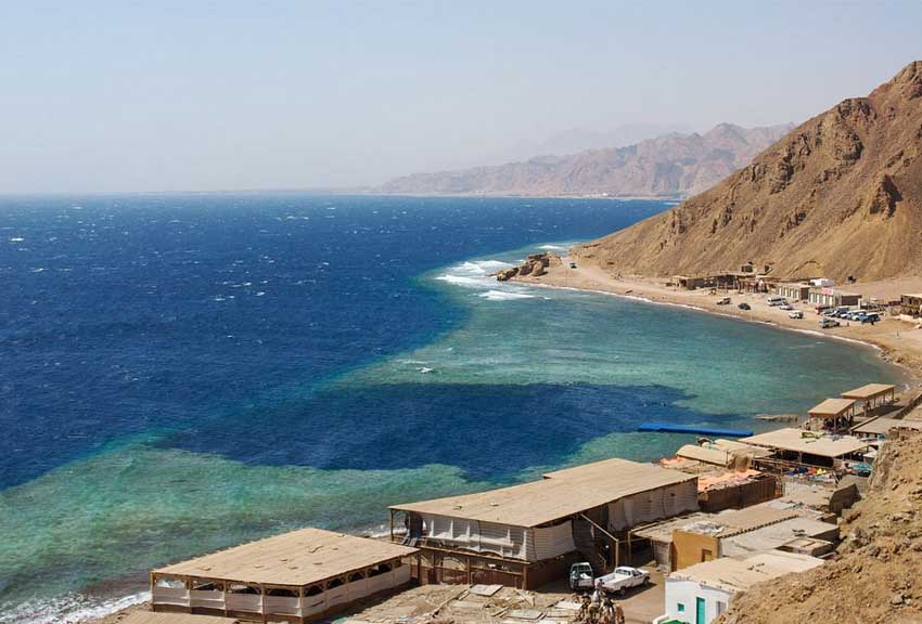 Dahab's red sea resort in Egypt offers tourists the stunning scenery of ...