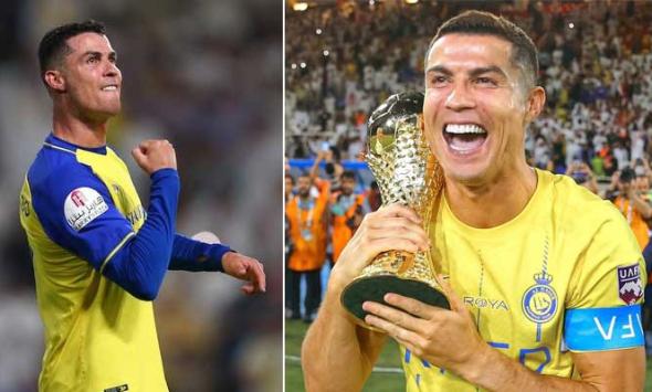 Cristiano Ronaldo lifts Arab Club Champions Cup golden trophy after ...