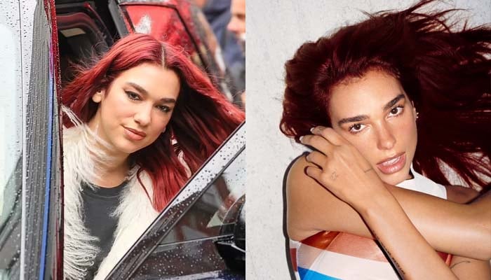 Dua Lipa stuns with new red hair at Global Studios ahead of 'Houdini ...