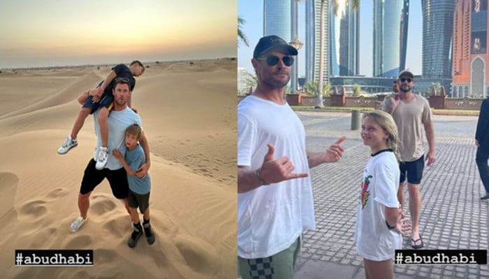 Chris Hemsworth enjoys family getaway after Grand Prix in Abu Dhabi