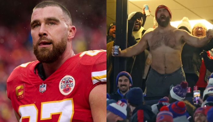 Travis Kelce not 'surprised' by Jason shirtless celebration during Chiefs-Bills playoff