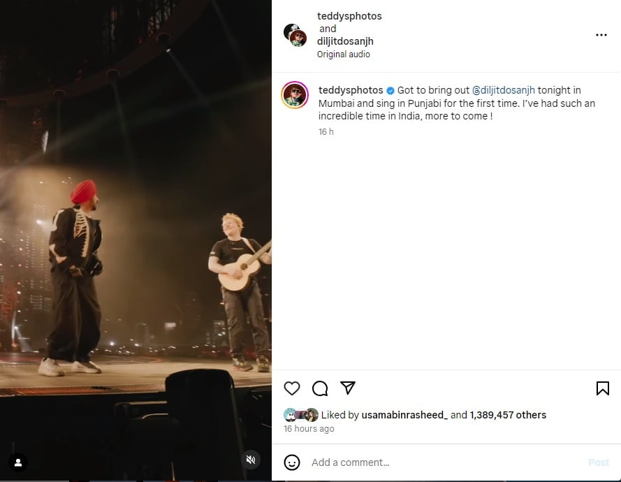 Ed Sheeran and Diljit Dosanjh electrifying performance leaves fans in ...
