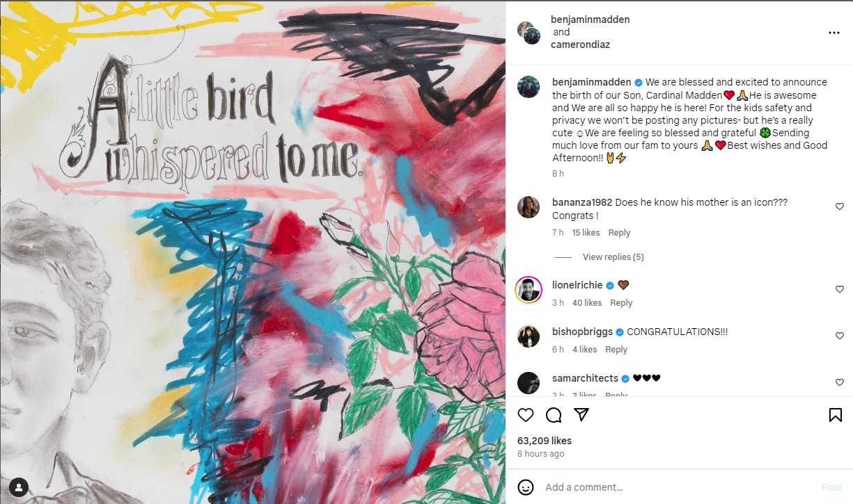 Cameron Diaz, Benji Madden embrace parenthood by welcoming their second ...