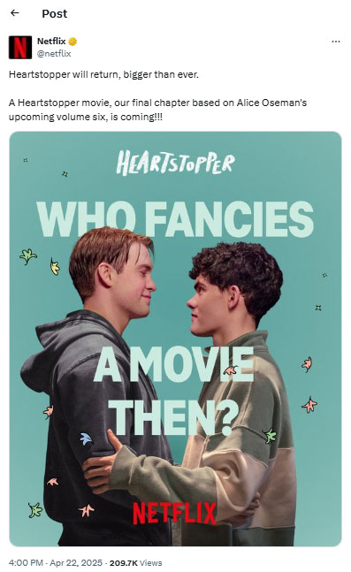 Netflix’s ‘Heartstopper’ finale announced as feature length movie