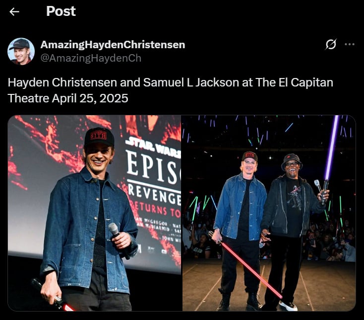 Samuel L. Jackson, Hayden Christensen reunite for surprise ‘Star Wars ...