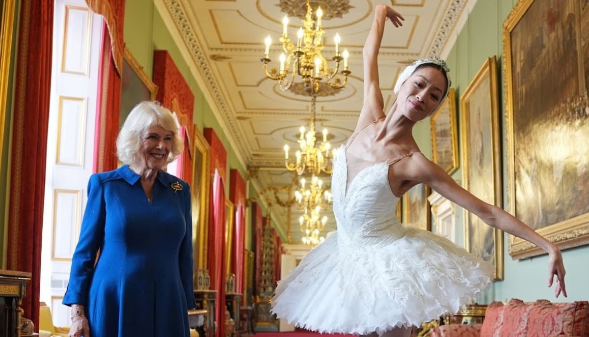 Queen Camilla welcomes English National Ballet stars to Buckingham Palace